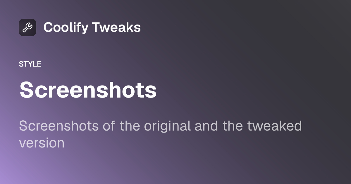 Screenshots | Coolify Tweaks